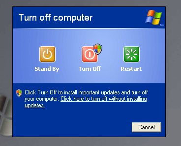 Click Turn Off to Install Important Updates and Turn Off Your Computer