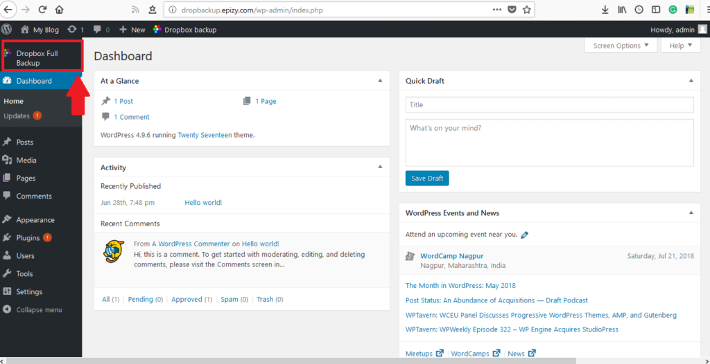 How to Restore/Backup WordPress Site to Dropbox?